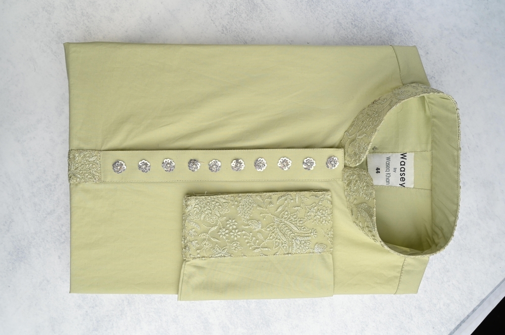 Mint Green Panjabi with Silver Embellishments | Waasey